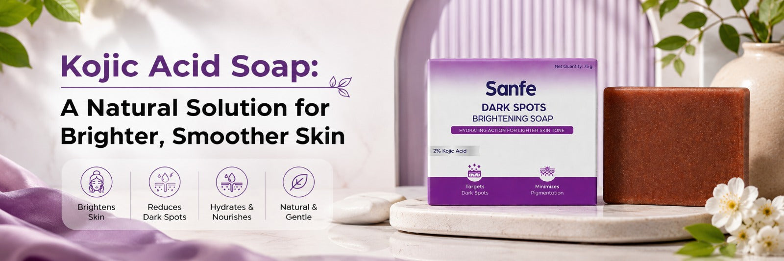 Kojic Acid Soap for Skin Brightening & Hyper-Pigmentation | Sanfe
