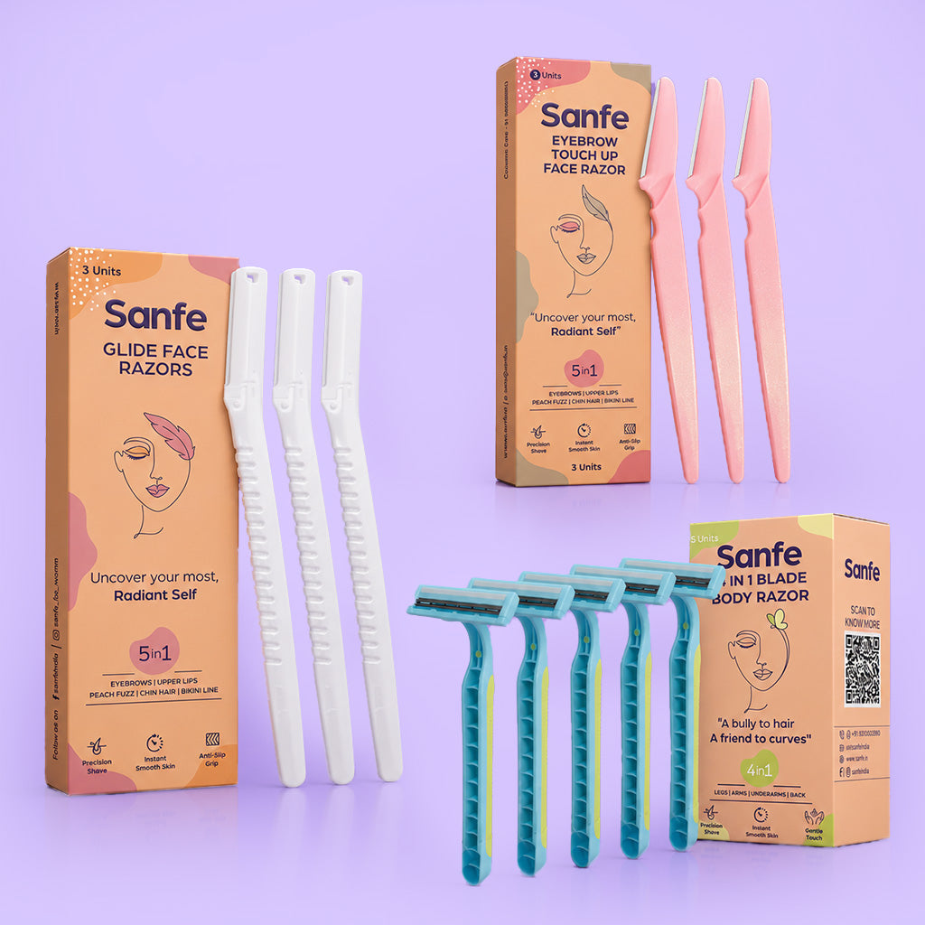 Sanfe Hair Removal Combo for Women | Face, Brow & Body Razors