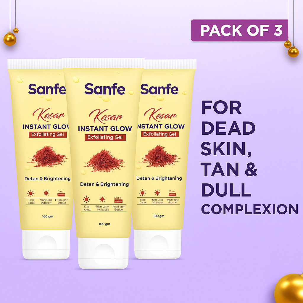 Sanfe Kesar Instant Glow Exfoliating Gel - 100g (Pack of 3)