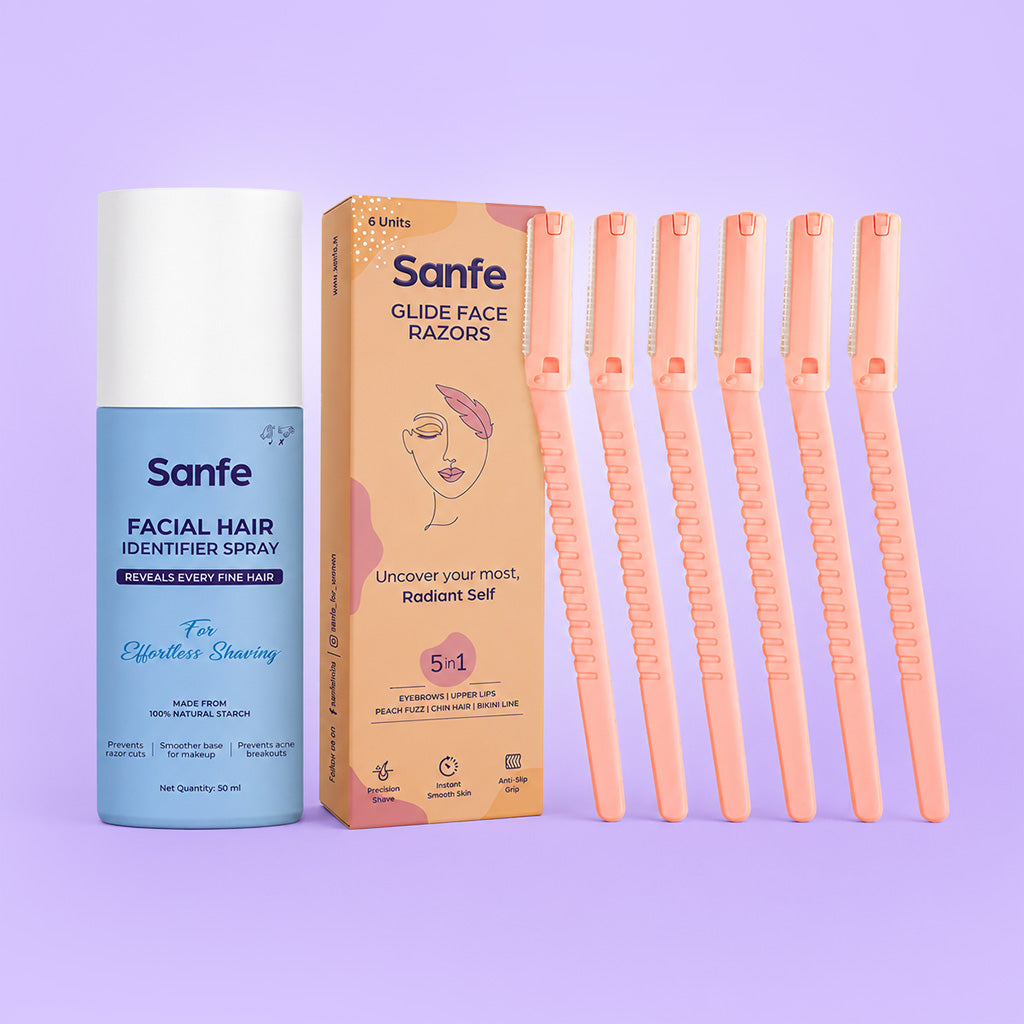 Sanfe Facial Hair Removal Combo | Hair Identifier Spray & Face Razor