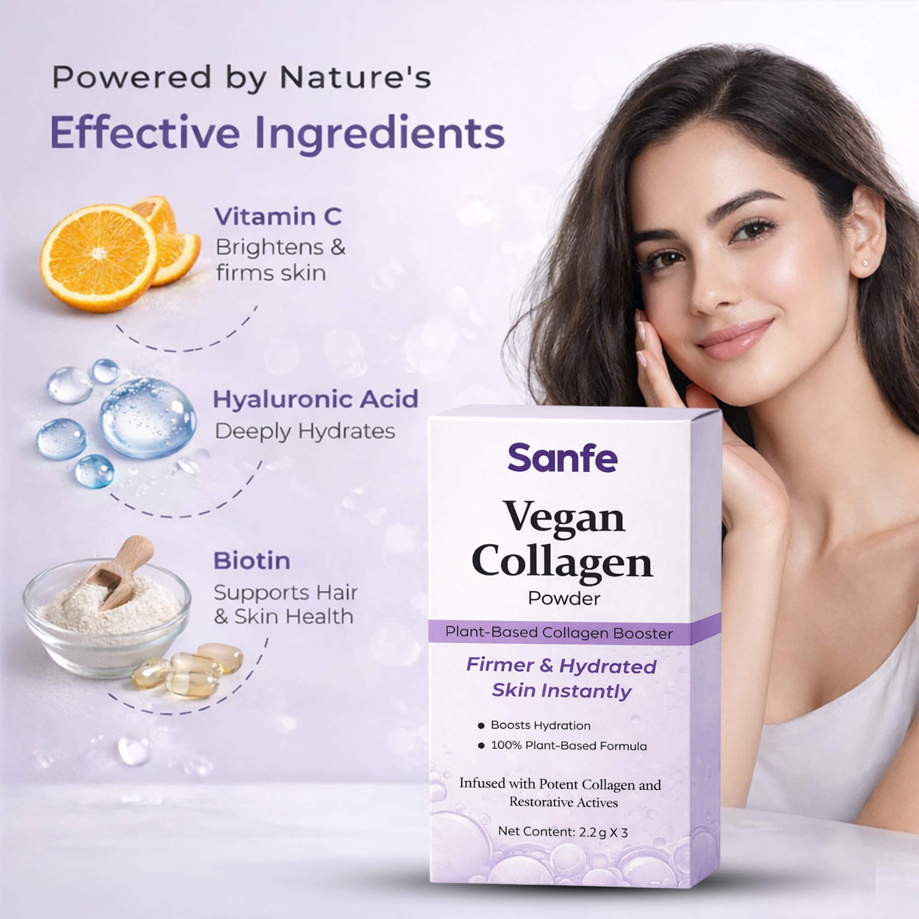 Sanfe Vegan Collagen Powder-to-Cream | Instant Lift & Firm Skin